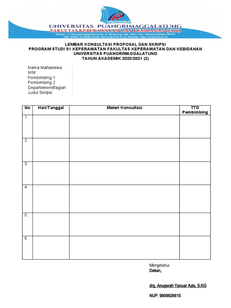 Lembar Konsultasi Proposal Dan Skripsi | PDF