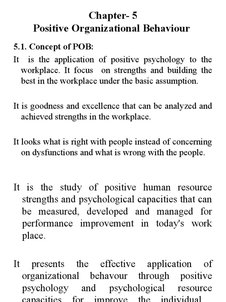 Chapter-5 Positive Organizational Behaviour: 5.1. Concept of POB | PDF ...