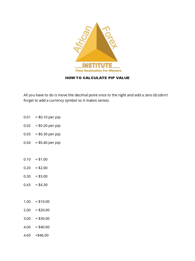 How To Calculate Pip Value-Afi | PDF