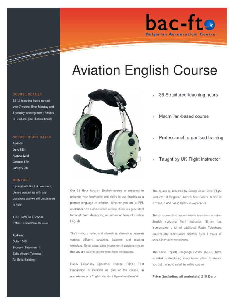Aviation English Course Details | PDF | Flight Instructor | English ...