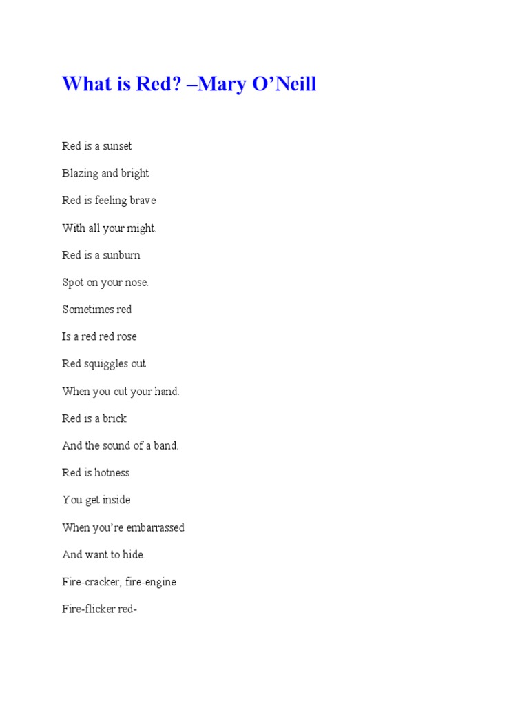 What Is Red? - Mary O'Neill | PDF