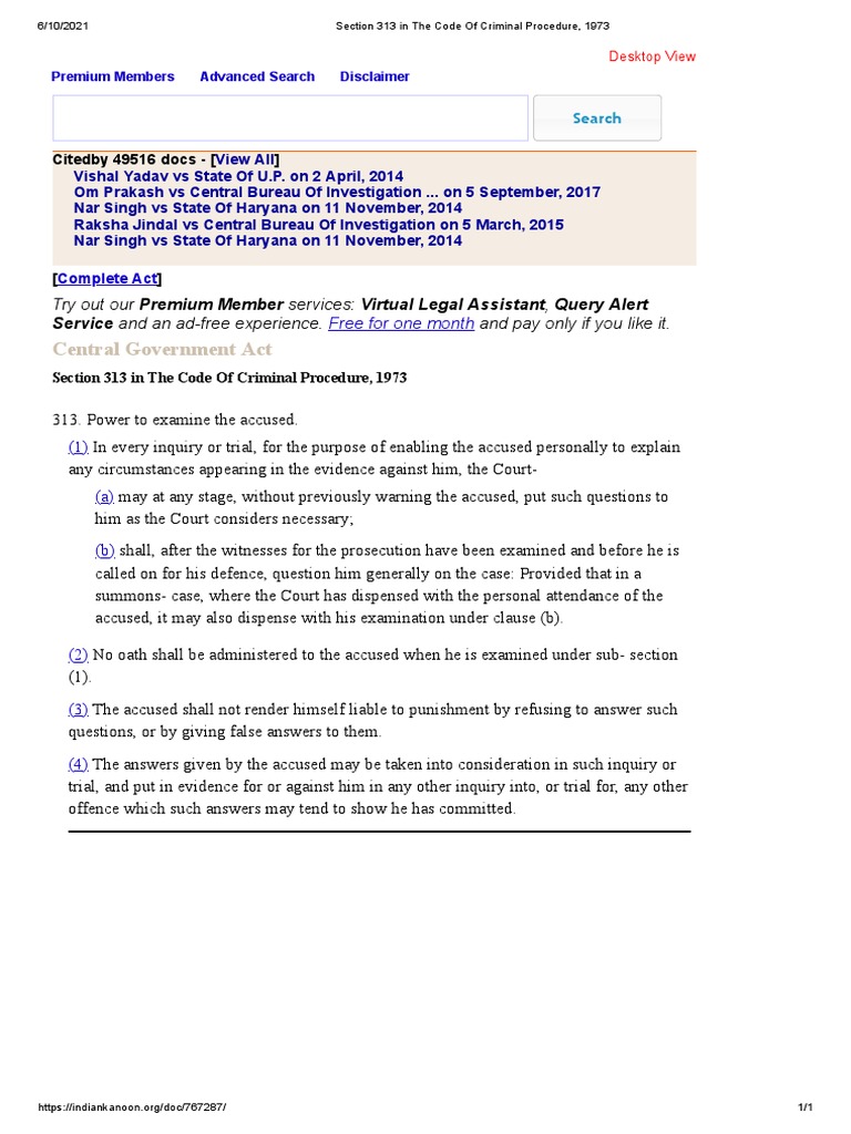 Section 313: Examining the Accused | PDF