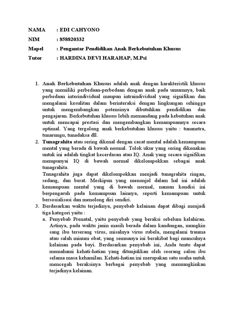 TT1 Pengantar ABK | PDF | Kesehatan Holistik | Pengembangan Diri