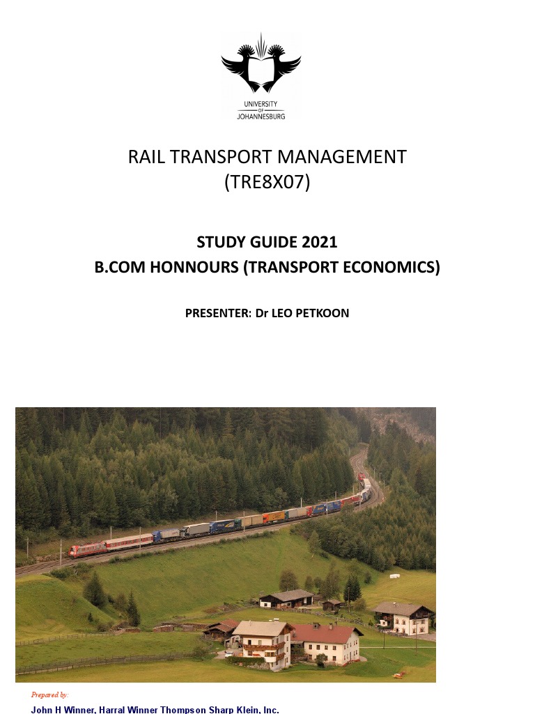 Rail Transport Management (TRE8X07) : Study Guide 2021 | PDF ...