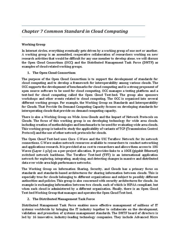 Chapter 7 Common Standard in Cloud Computing: Working Group | PDF | Representational State ...