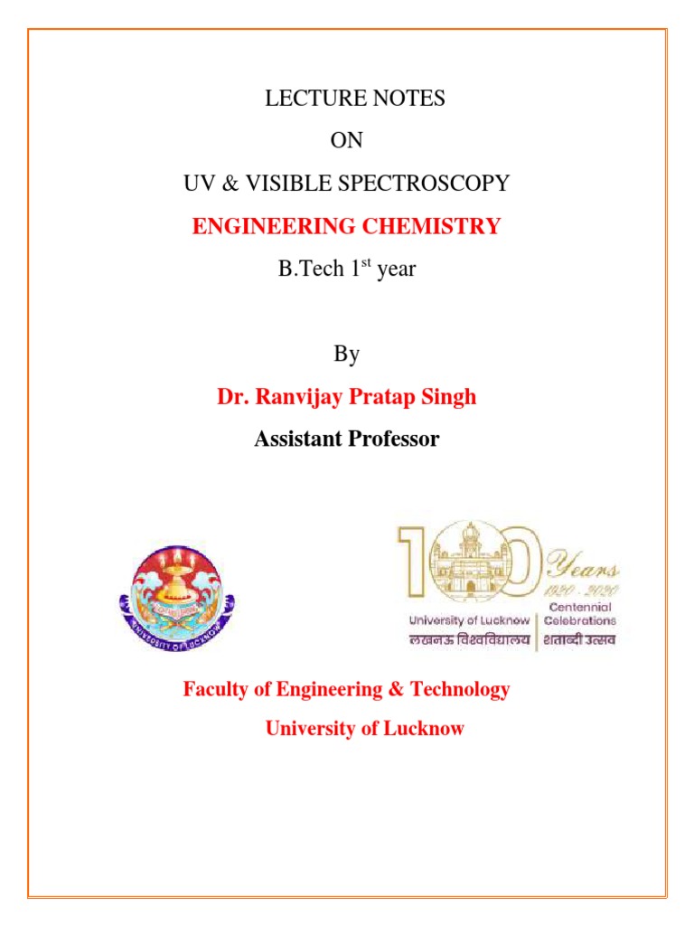 UV-Visible Spectroscopy Lecture Notes | PDF | Chromophore | Ultraviolet ...