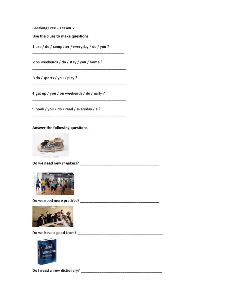 Use The Clues To Make Questions | PDF