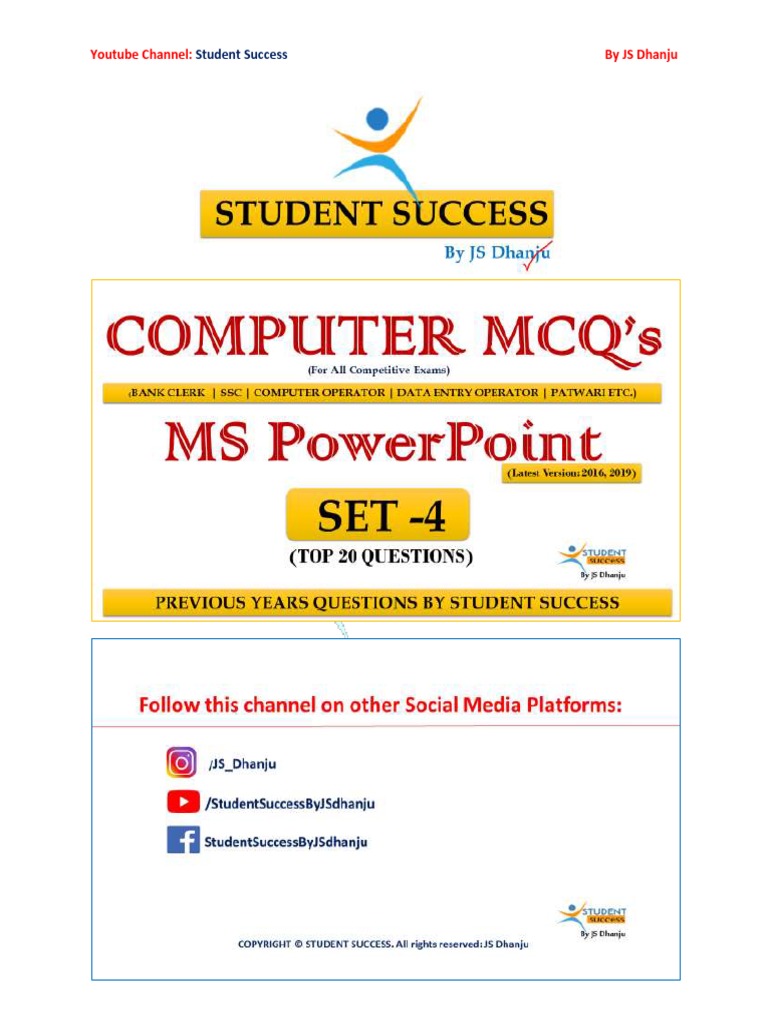 Microsoft Powerpoint MCQ Questions With Answers Set-4 | PDF | Page ...