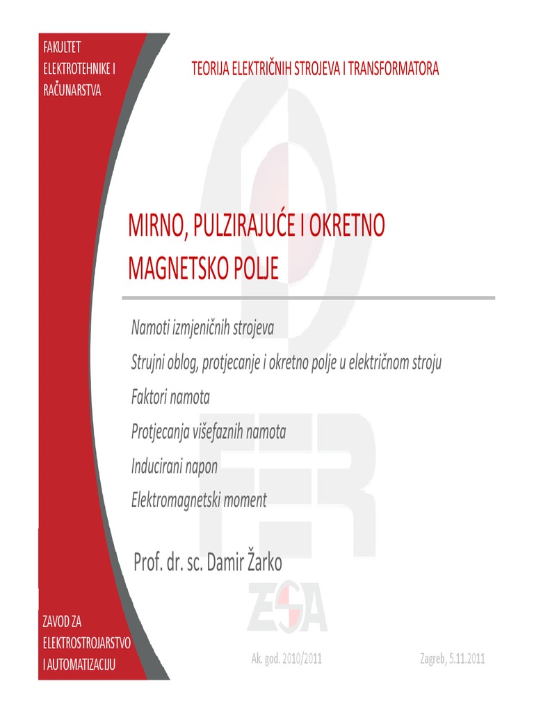 Mirno, Pulzirajuće I Okretno Magnetsko Polje Magnetsko Polje | PDF