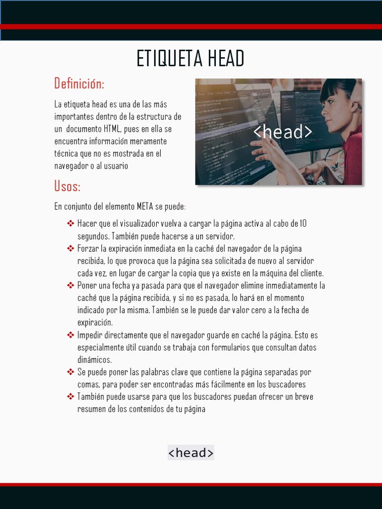 La etiqueta head en HTML: información técnica oculta pero crucial | PDF