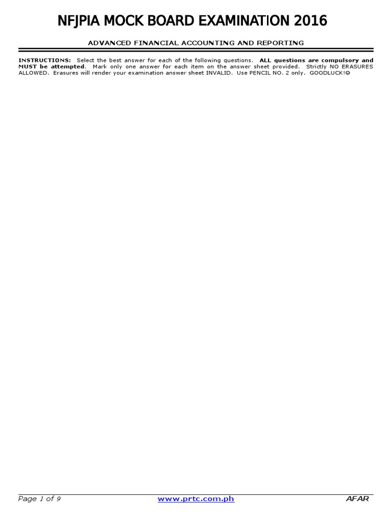 AFAR Answer Key | PDF