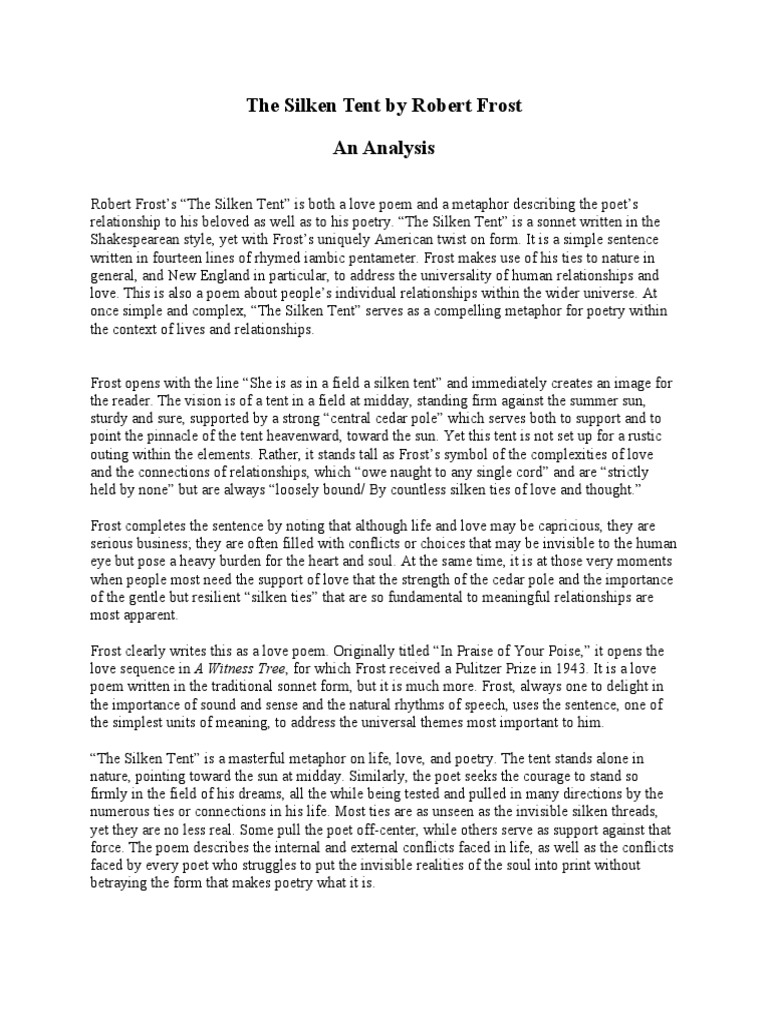 The Silken Tent by Robert Frost | PDF | Sonnets | Poetry