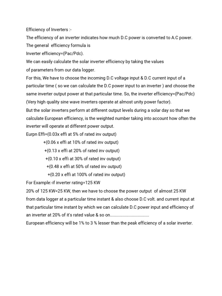 Inverter Efficiency Calculation Guide | PDF | Technology & Engineering