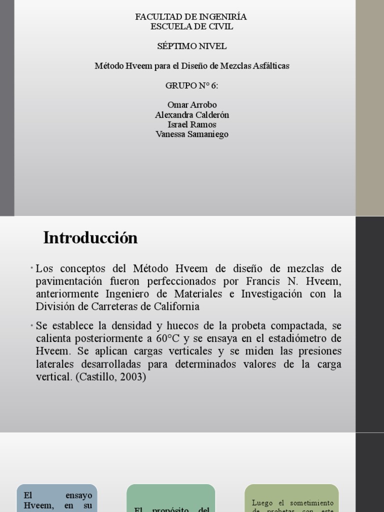 Método Hveem de Diseño de Mezclas Asfálticas - Grupo 6 | PDF | Presión ...
