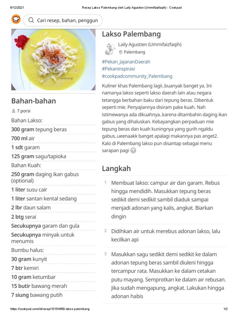 Resep Lakso Palembang Lezat | PDF
