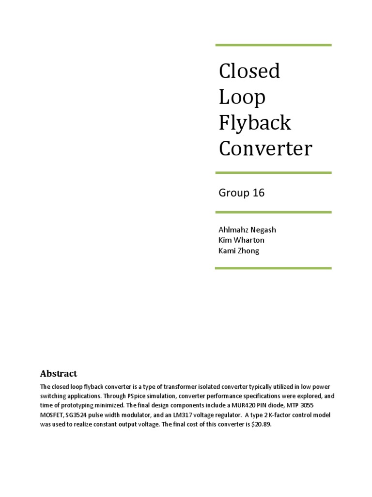 Closed Loop Flyback Converter | PDF | Transformer | Capacitor
