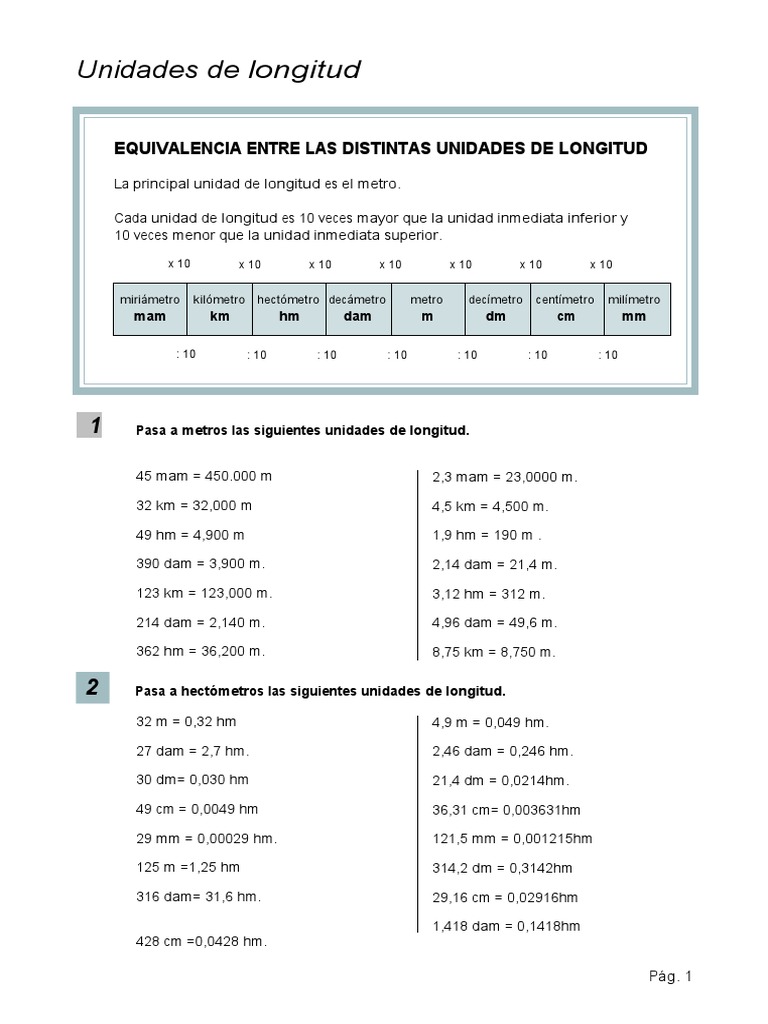 Unidades Longitud Resuelto | PDF | Sistema Internacional de Unidades ...