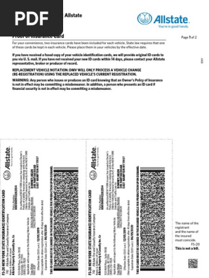 Allstate Proof Of Insurance Card