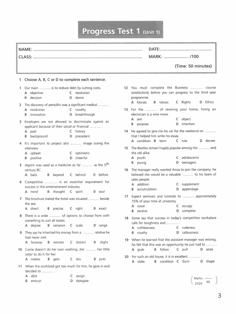 Up Advanced C1 - Test Booklet | PDF | Nature