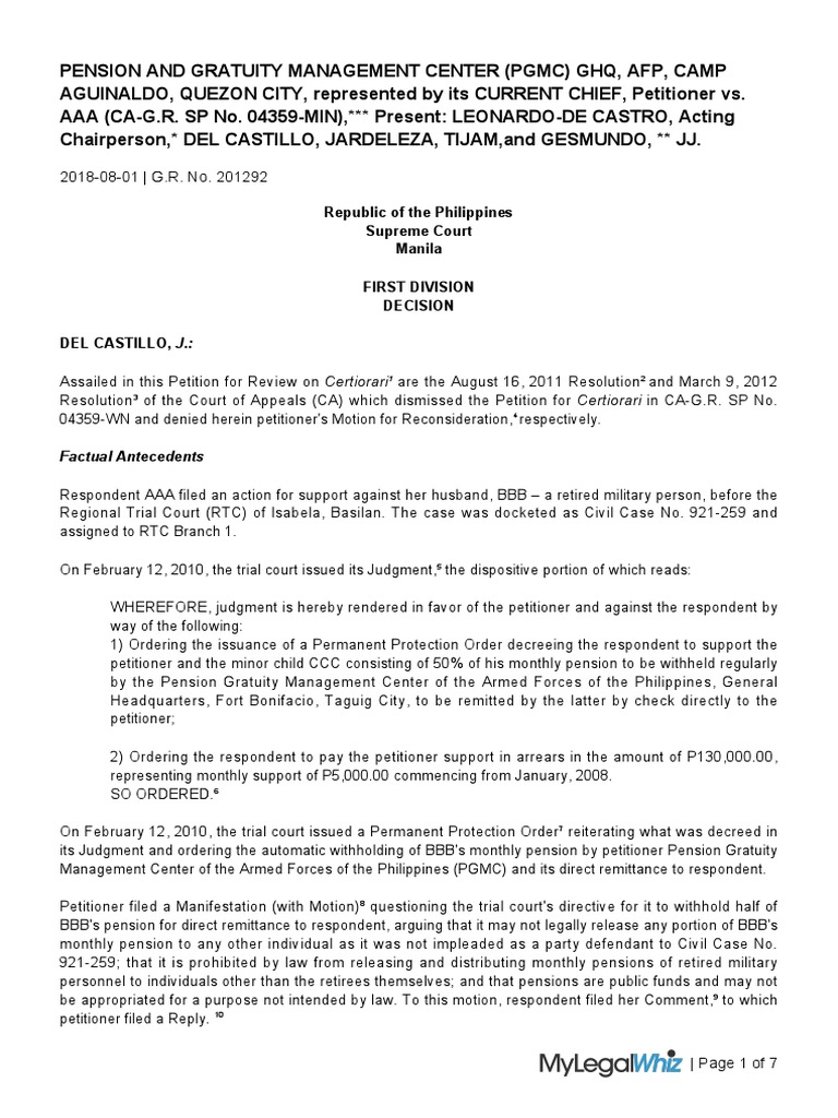 PGMC Pension Withholding Ruling | PDF | Restraining Order | Certiorari