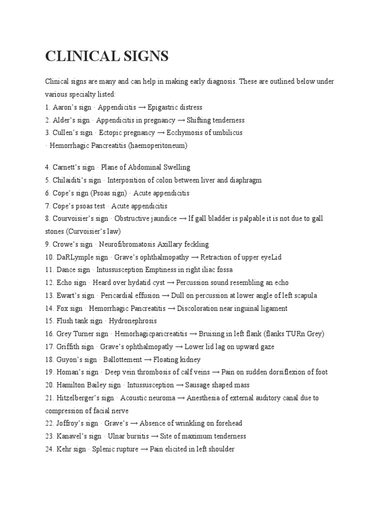 Clinical Signs | PDF | Uterus | Medical Specialties