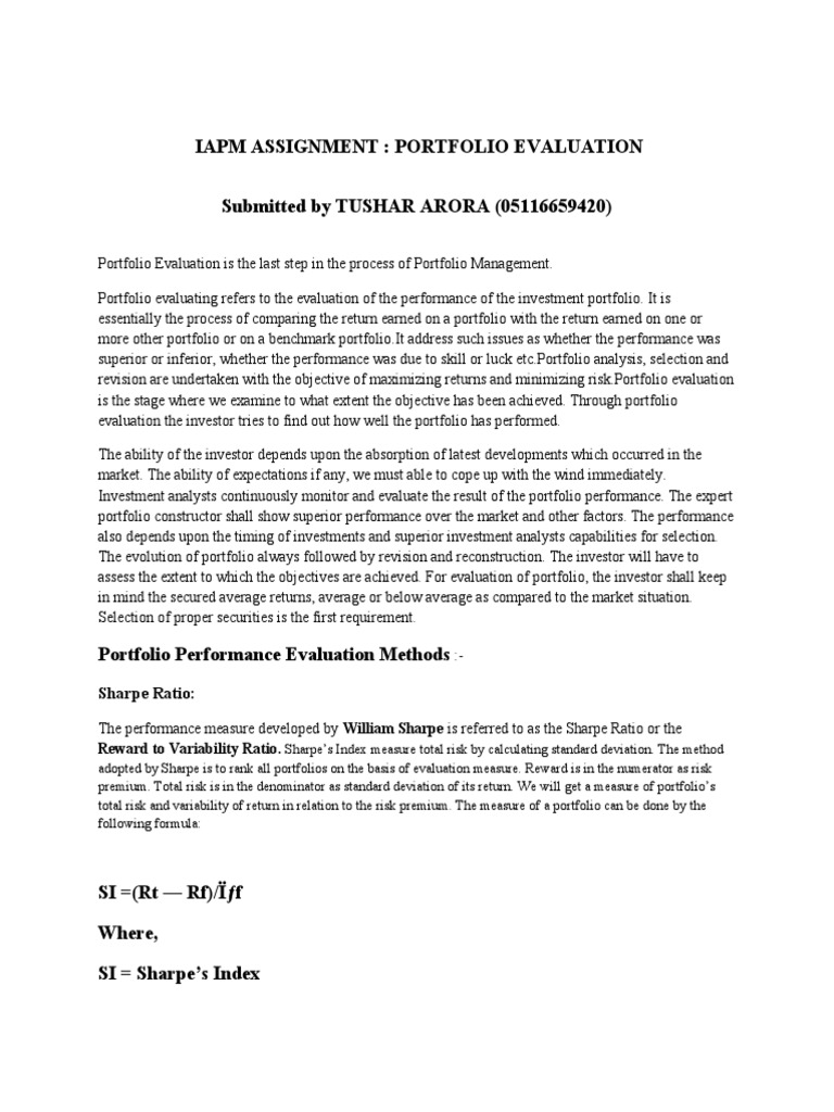 Iapm Assignment-Wps Office | PDF | Sharpe Ratio | Capital Asset Pricing Model