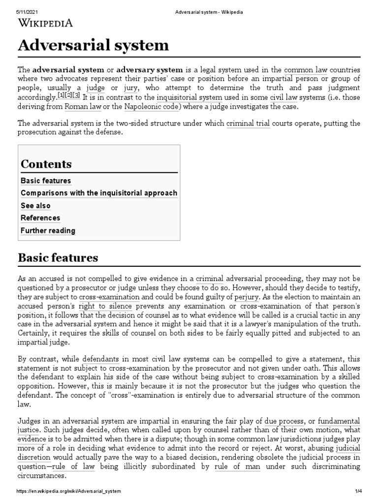 Adversarial System | PDF | Public Law | Judiciaries