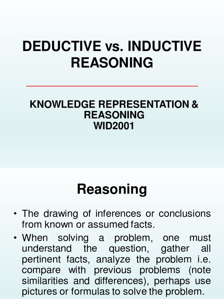 W11 - Reasoning - Deducive and Inductive | Download Free PDF | Deductive Reasoning | Logical ...