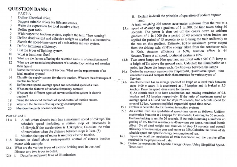 Eeguc Ia 1 Question Bank | PDF | Electric Motor | Train