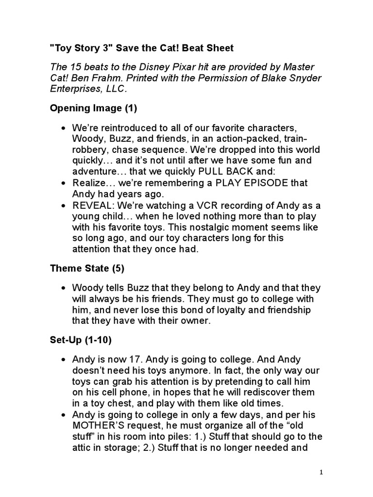 Toy Story 3-Beat Sheet | PDF