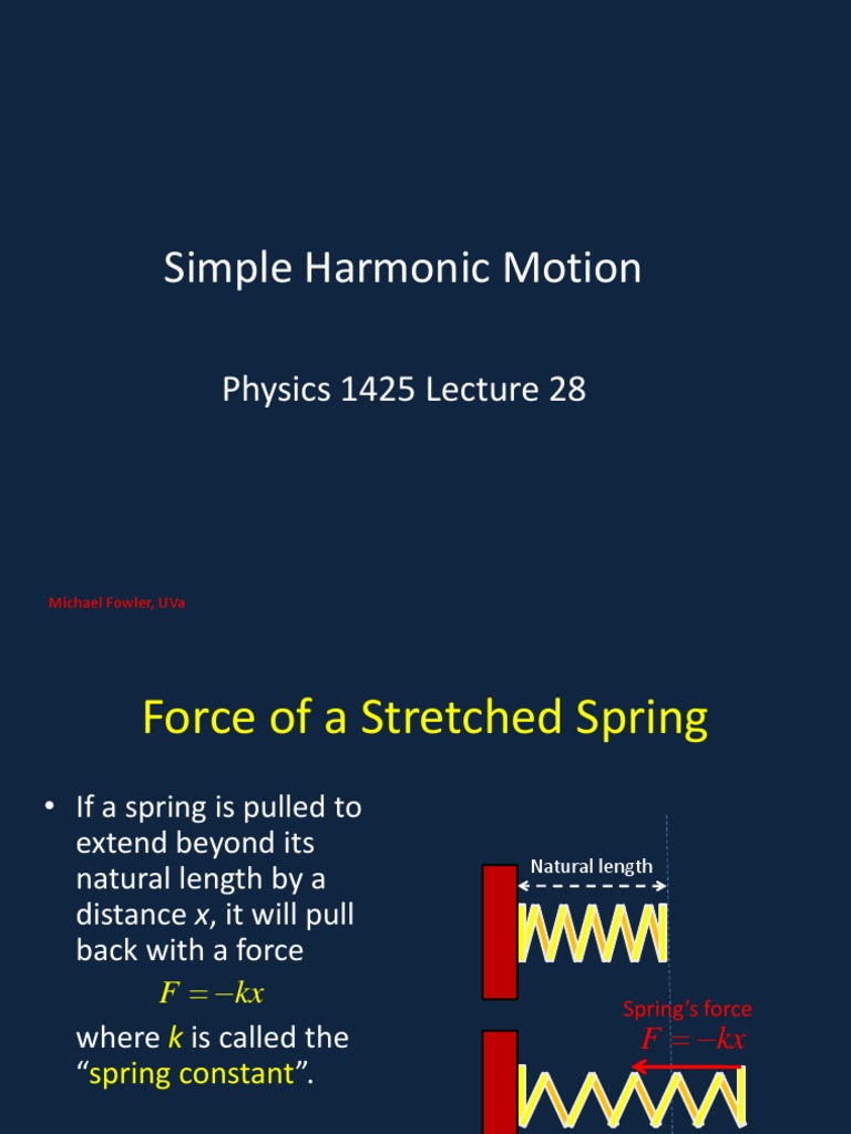 Simple Harmonic Motion: Physics 1425 Lecture 28 | PDF | Rotation Around A Fixed Axis | Pendulum