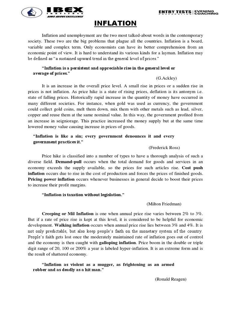 Essay INFLATION | PDF | Inflation | Fiscal Policy