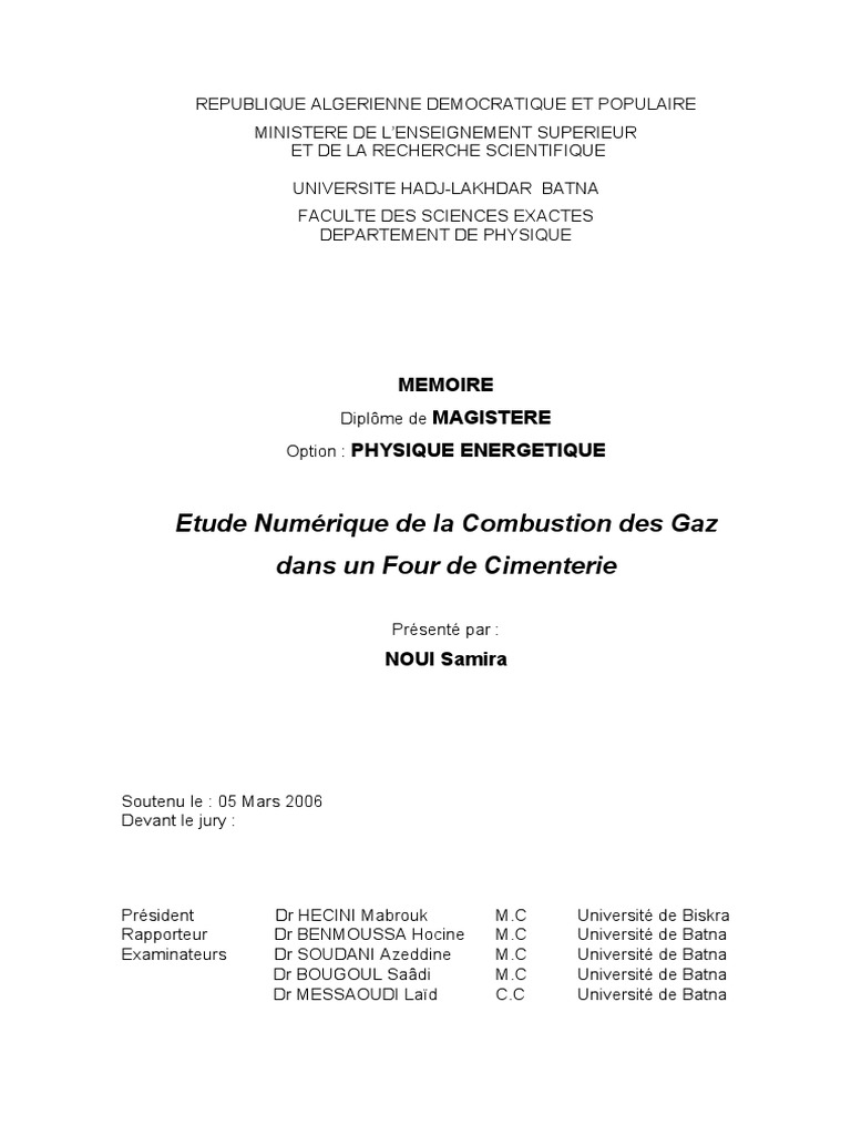 Cimenterie Fluent | PDF | La combustion | Transfert thermique