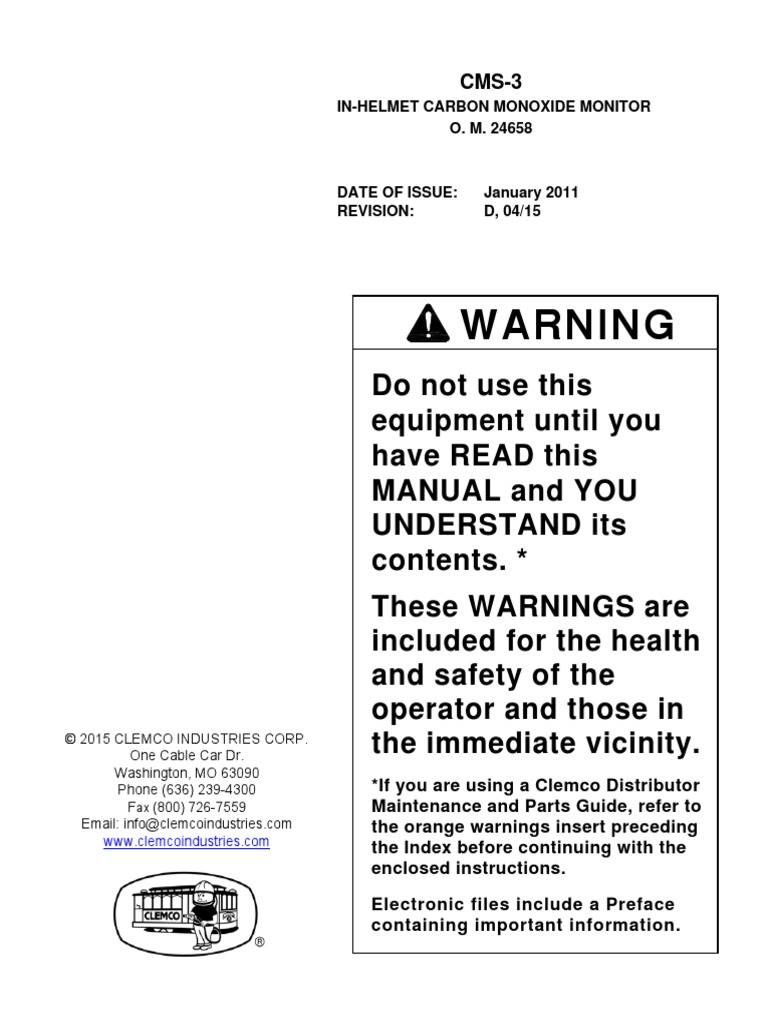 CO Monitor Manual | PDF | Computer Monitor | Sensor