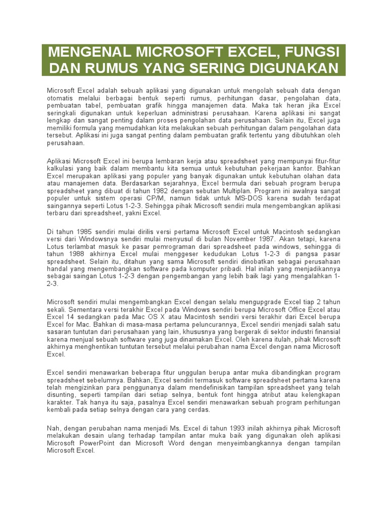 Mengenal Microsoft Excel | PDF
