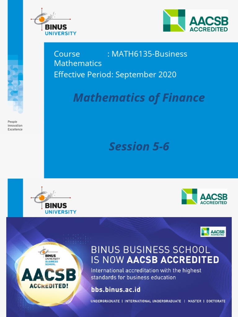Mathematics of Finance: Course: MATH6135-Business Mathematics Effective ...