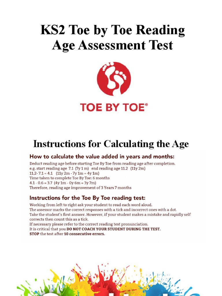 KS2 Toe by Toe Reading Age Assessment Test | PDF