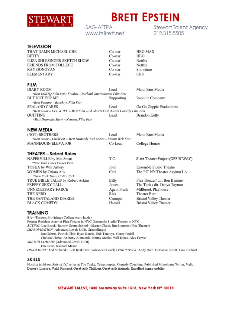 Stewart Resume | PDF | Entertainment | Performing Arts