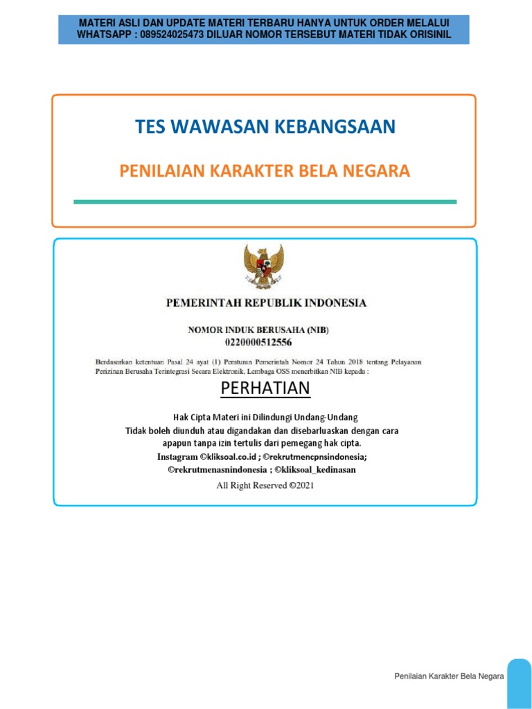 6) TWK Penilaian Karakter Bela Negara | PDF | Ilmu Sosial | Kesehatan Holistik