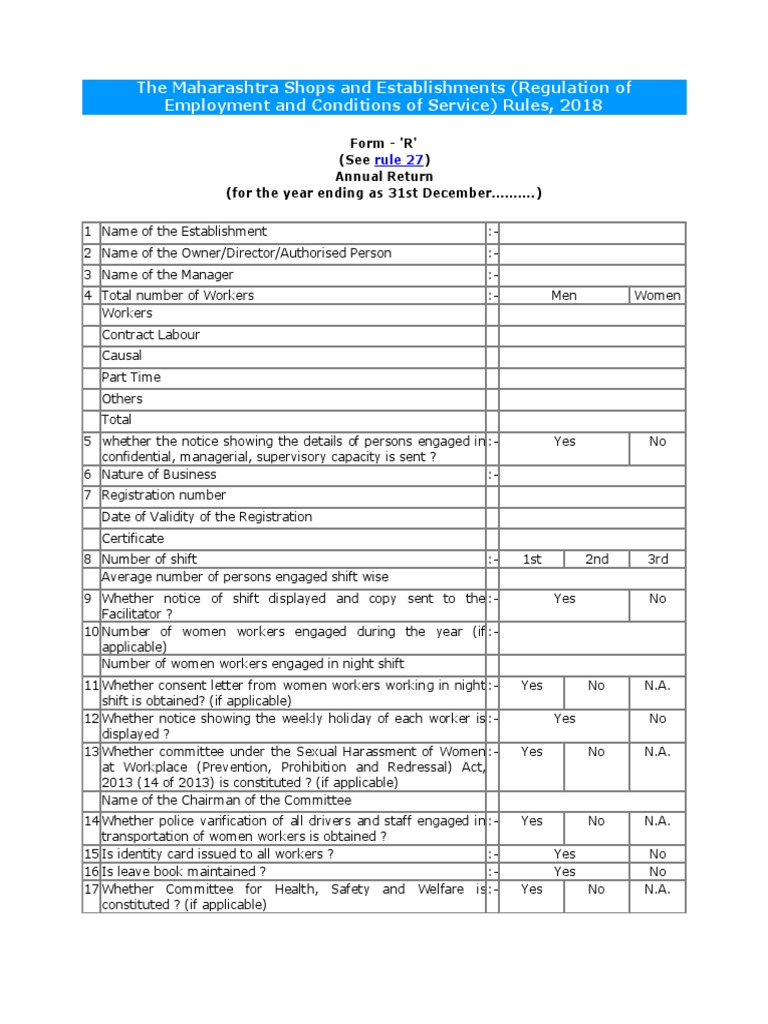 The Maharashtra Shops and Establishments (Regulation of Employment and ...