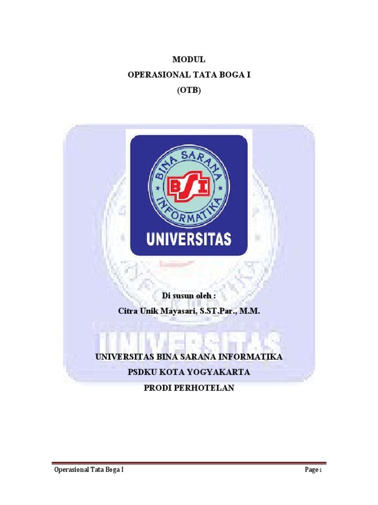 Modul-Operasional Tata Boga | PDF | Bisnis