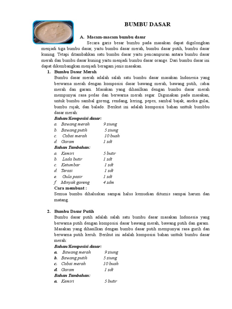 Modul P2M - Bumbu Dasar Dan Pengaplikasian Pada Masakan Indonesia | PDF