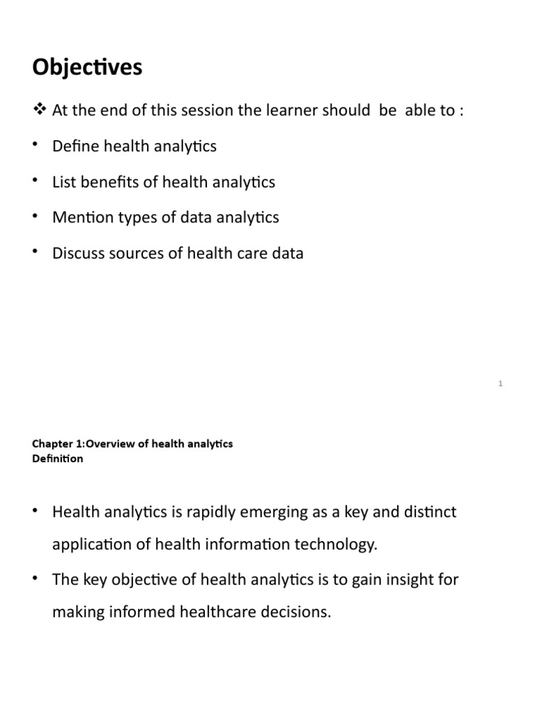 Ppt1overview Of Health Analytics Pdf Analytics Predictive Analytics