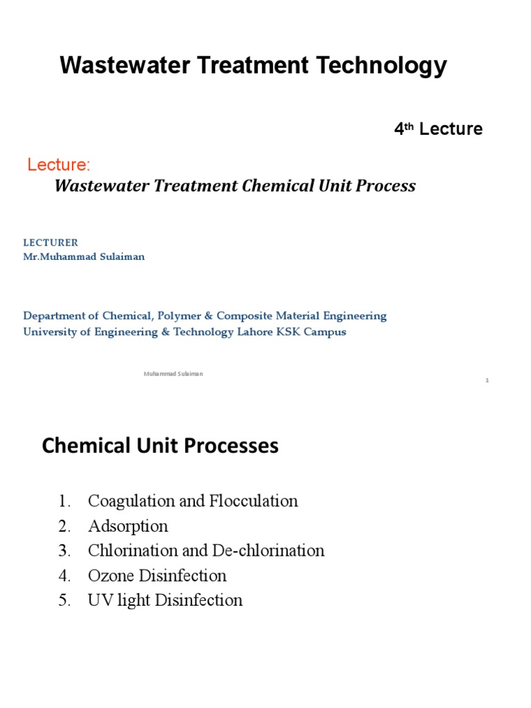 Lecture # 4 Chemical Unit Process | PDF | Physical Sciences | Chemical ...