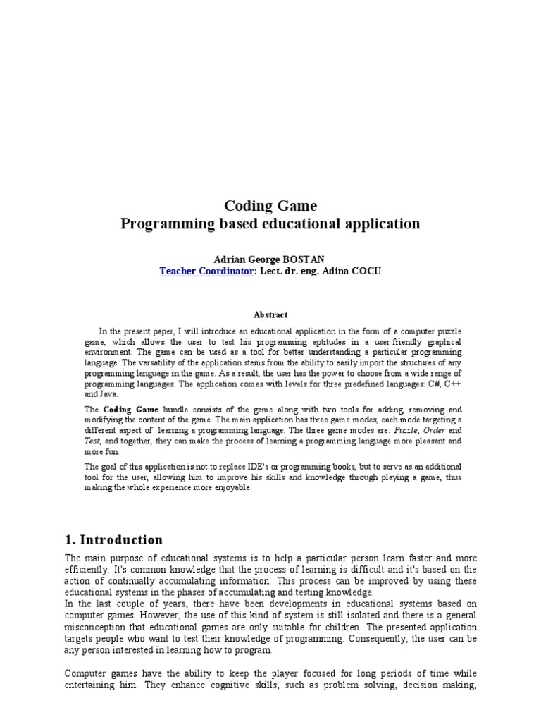 Coding Game PDF | Download Free PDF | Computer Programming ...