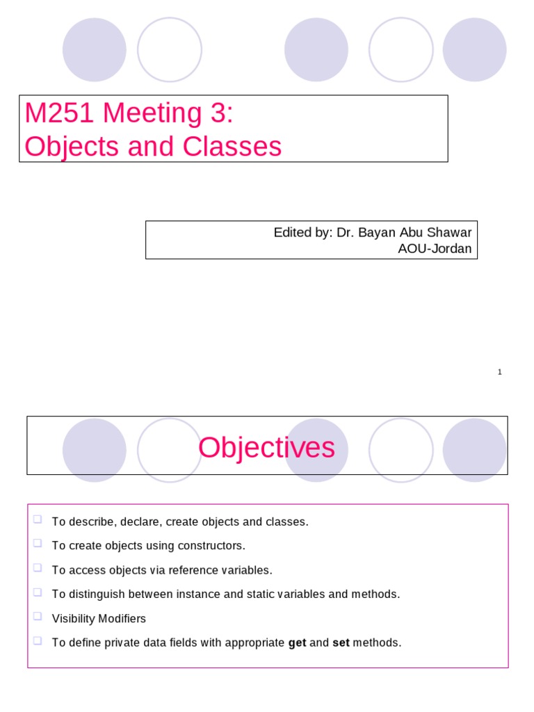 M251 Meeting 3 Full | PDF | Constructor (Object Oriented Programming) | Programming