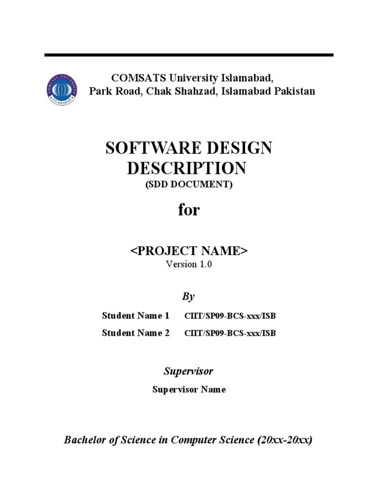 Software Design Description For: COMSATS University Islamabad, Park ...