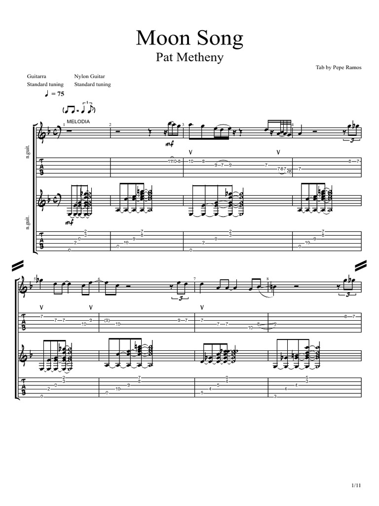 Moon Song Tab Pepe Ramos | PDF | Guitar Family Instruments | Guitars