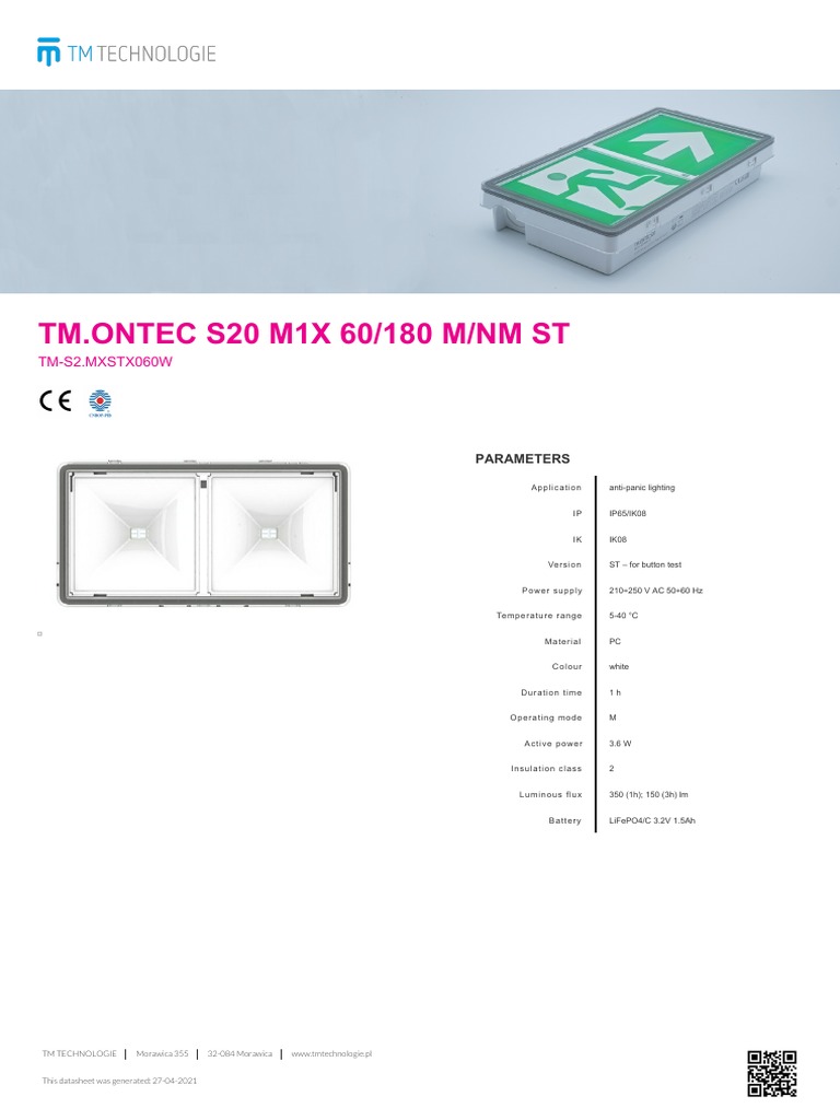 TM - TM Ontec s20 m1x 60 180 M NM ST - White - TM s2 mxstx060w - en | PDF