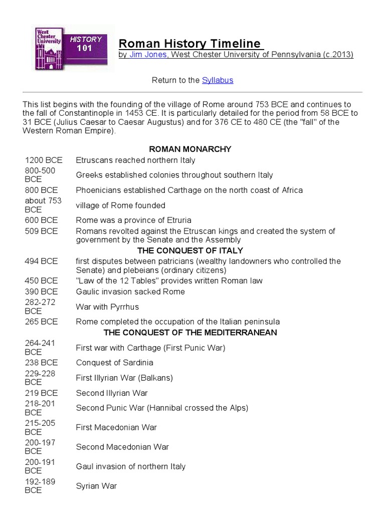 Roman History Timeline | PDF | Mark Antony | Ancient Rome
